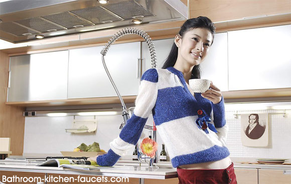 Beautiful Lady Kitchen Interior Design With Kitchen Faucet | Bathroom ...
